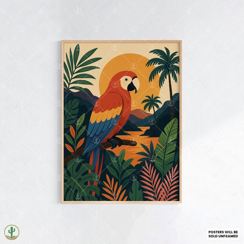 Parrot Flower Poster - Etsy