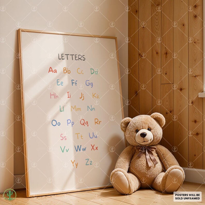 Colorful Alphabet Chart | Nursery Wall Art Print | Cute Baby Room Decor ...
