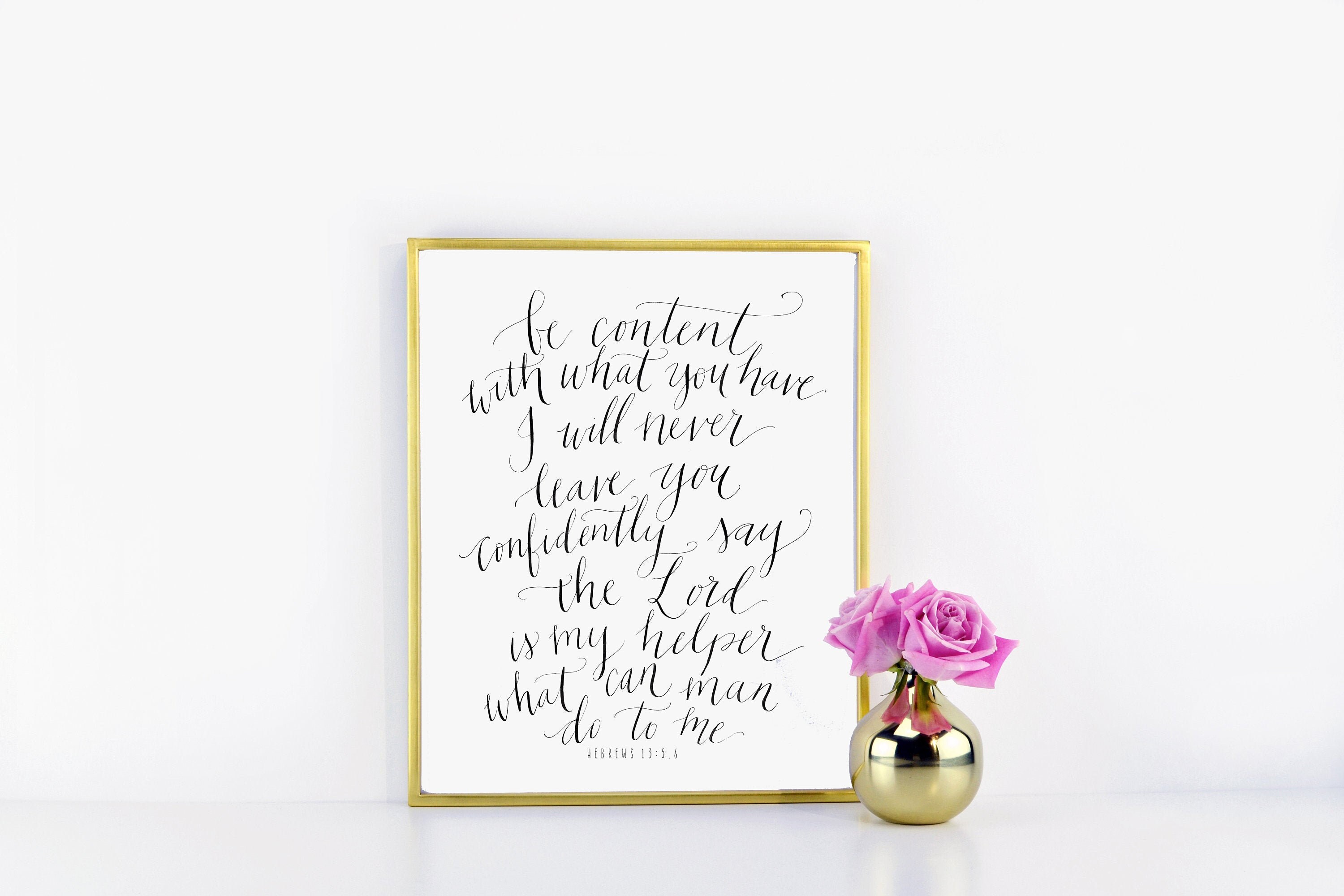 Be Content / Scripture Printable / Contentment Print / Hebrews | Etsy