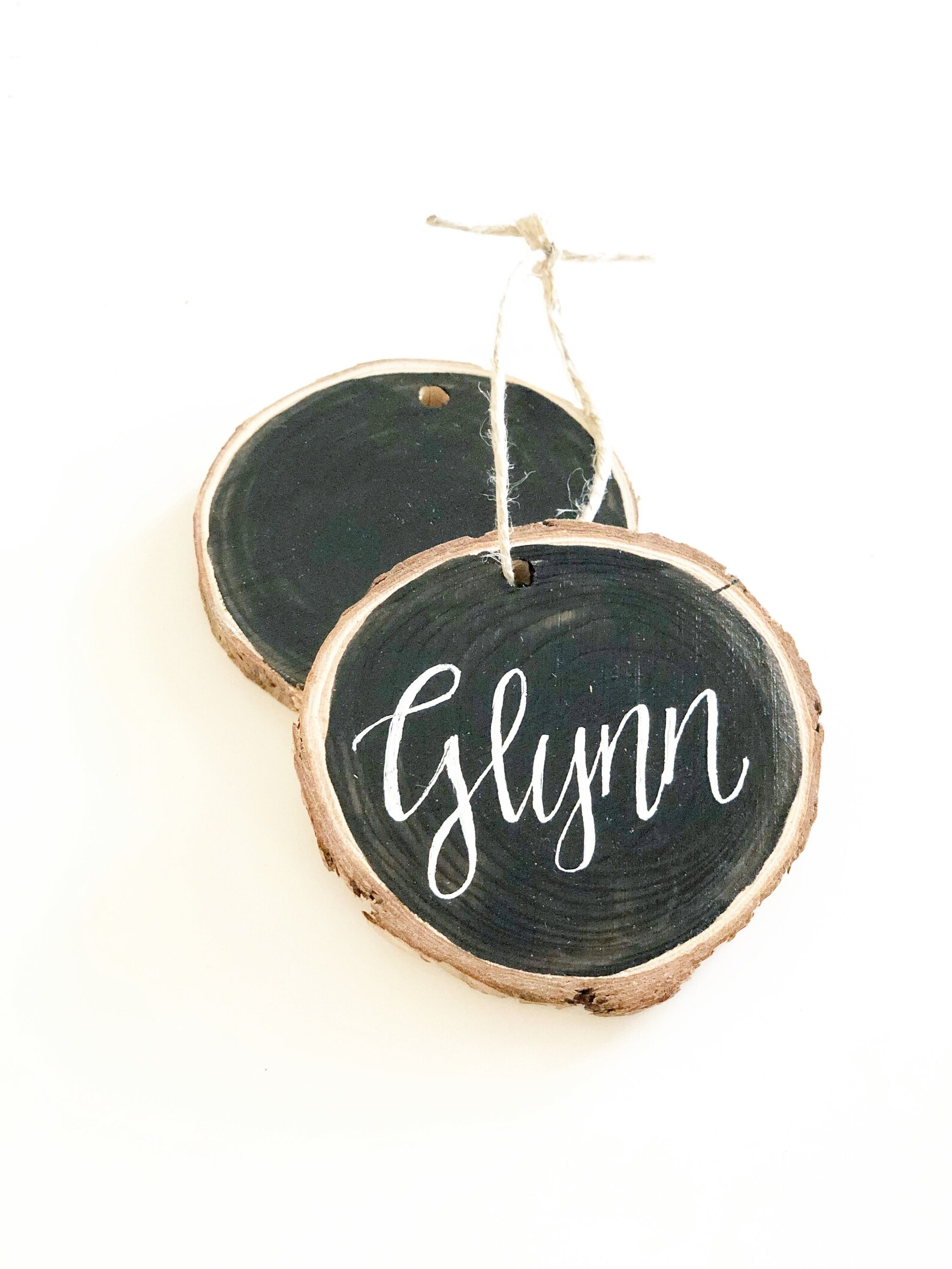 Wood Slice Custom Name Ornament / Handwritten Name Ornament / | Etsy