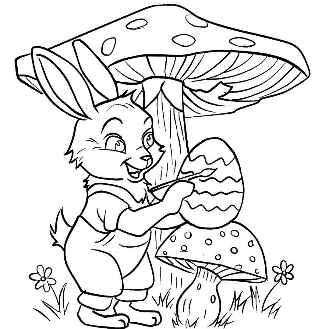 Cute Easter Bunny Printable Kids Coloring Page Kids Easter Decoration ...