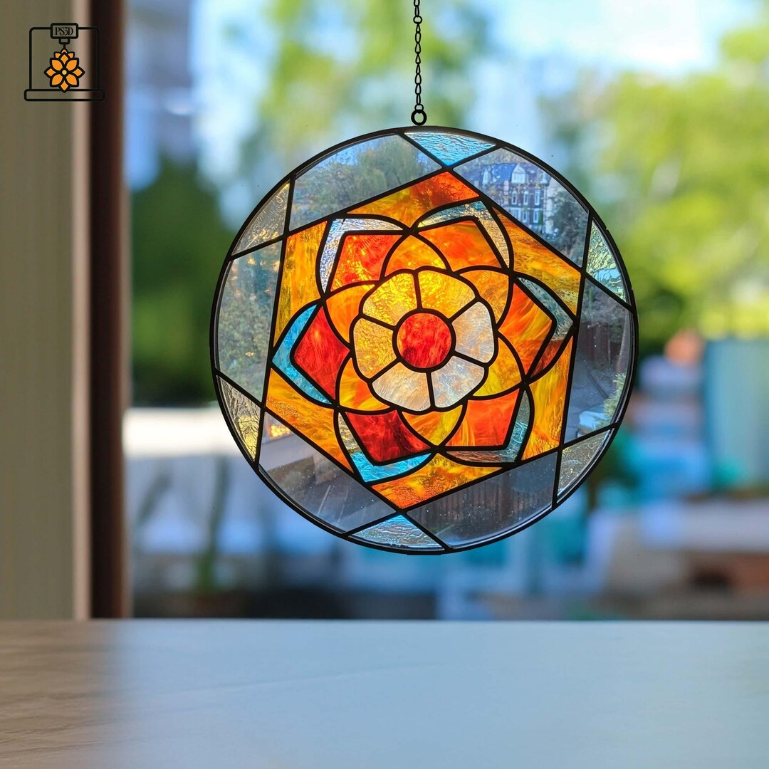 PSG13 Digital Geometric , Digital Stained Glass Pattern, Digital ...