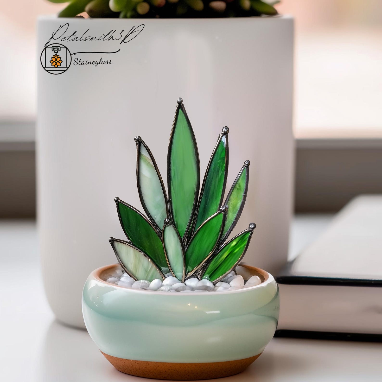 Stained Glass Agave Plant Suncatcher: Handmade Table Decor - Etsy