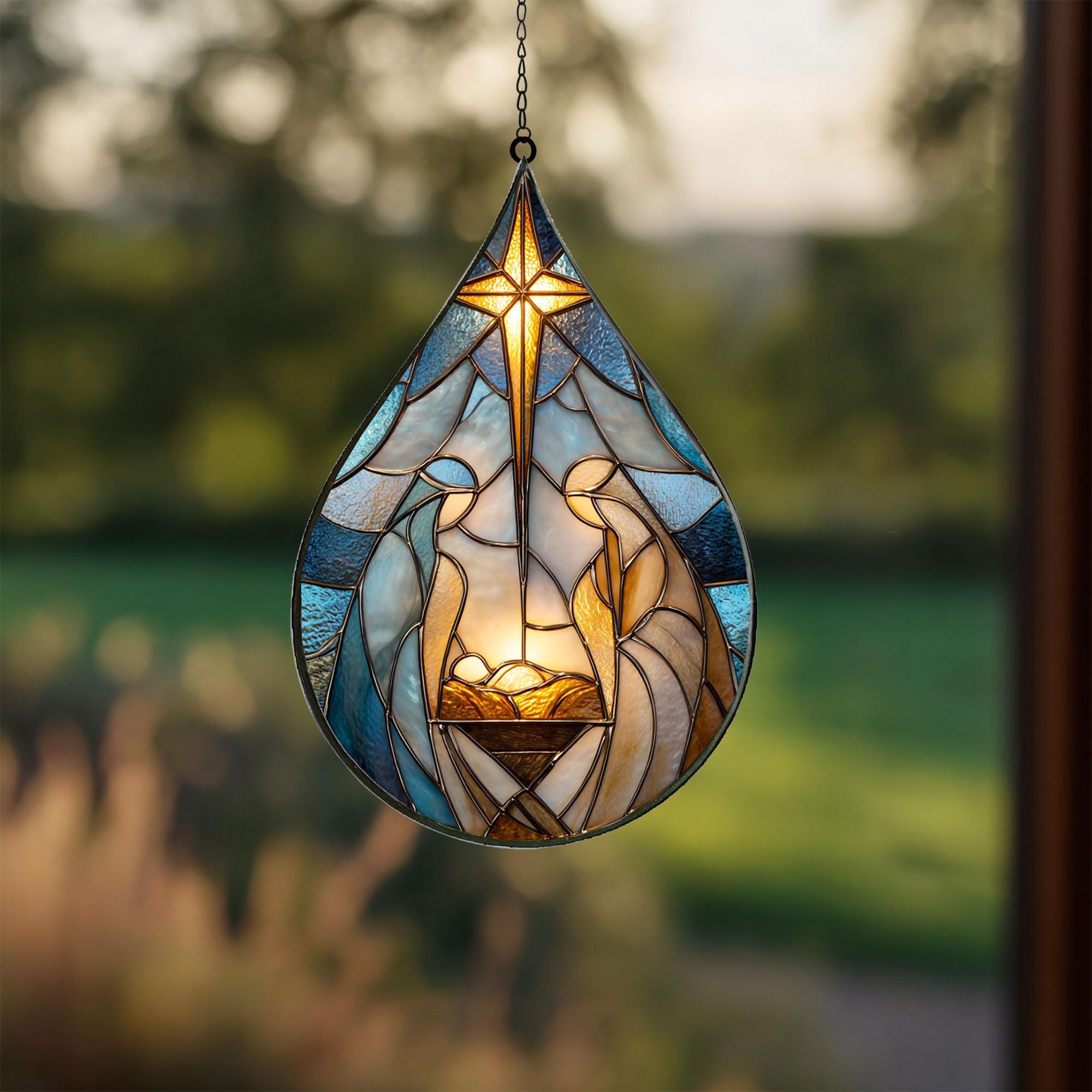 Digital 5 Teardrop Stained Glass Pattern Christmas Gnome, Tree, Santa ...