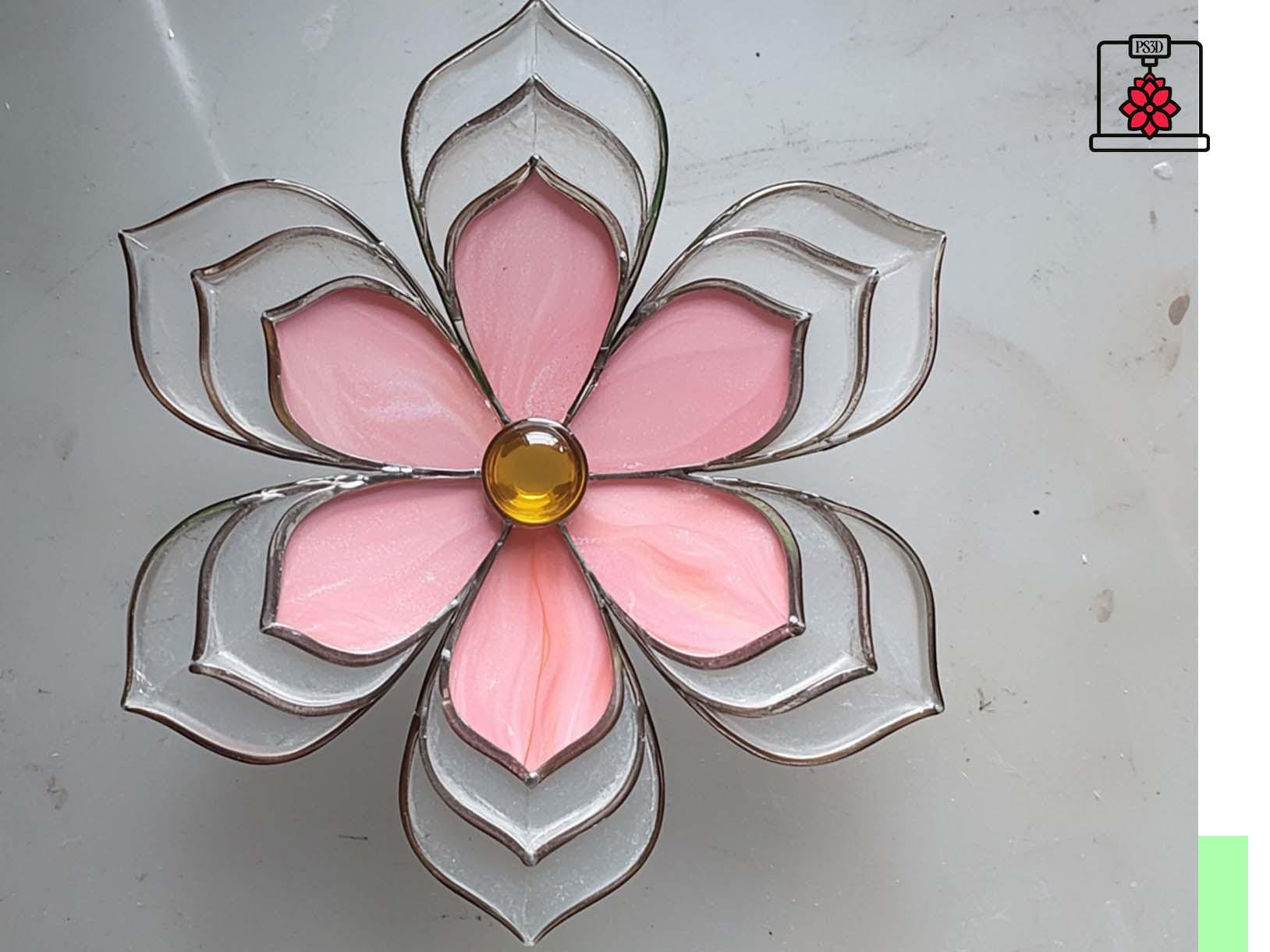 Stained Glass Flower Pattern: 3-layer Succulent, Lotus, Daisy (PDF ...