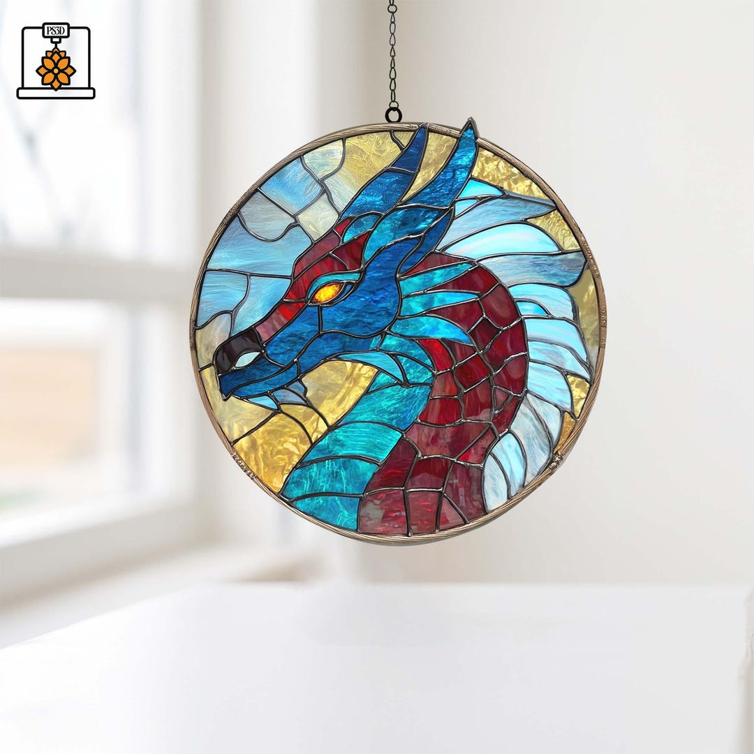 Digital PSC6 Stained Glass Dragon Pattern Fire Dragon Pattern for ...