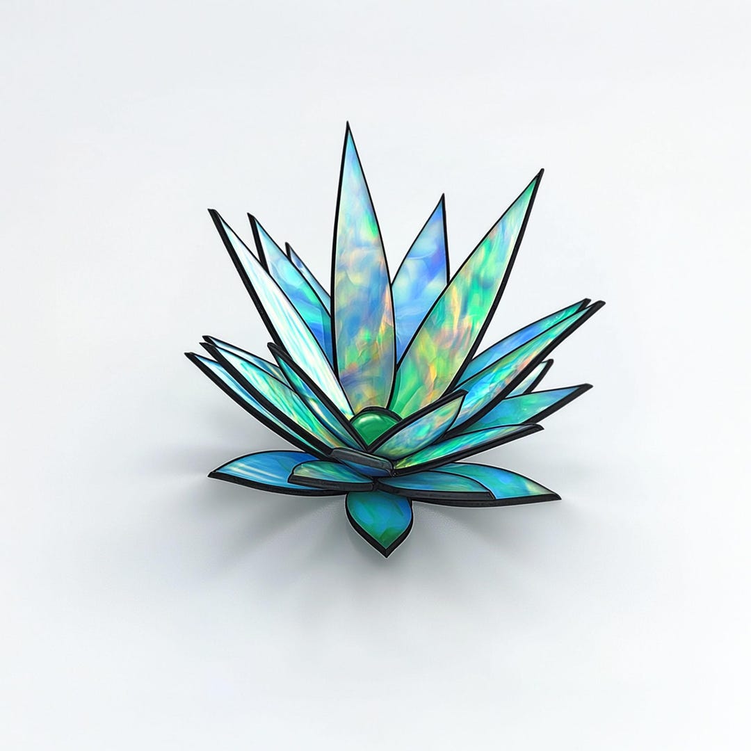 3D Stained Glass Agave Plant 4 Layer Suncatcher Stained Glass Succulent ...