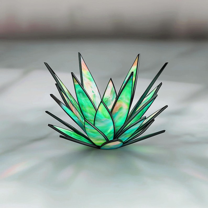 3D Stained Glass Agave Plant 4 Layer Suncatcher Stained Glass Succulent ...