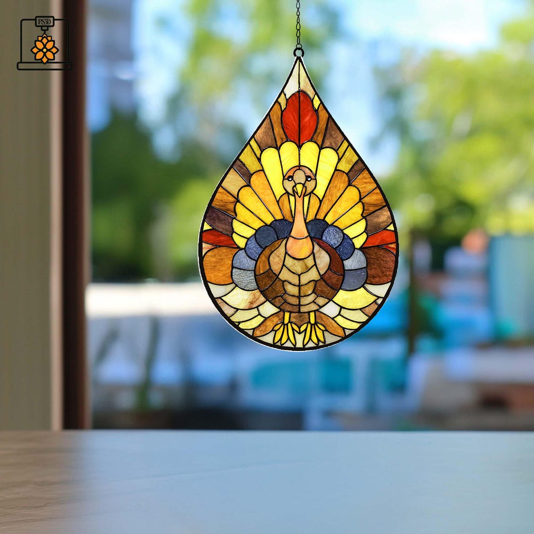 Digital Teardrop Turkey Stained Glass Pattern, Thanksgiving , Halloween ...