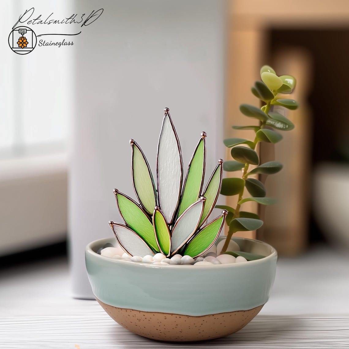 Stained Glass Agave Plant Suncatcher: Handmade Table Decor - Etsy