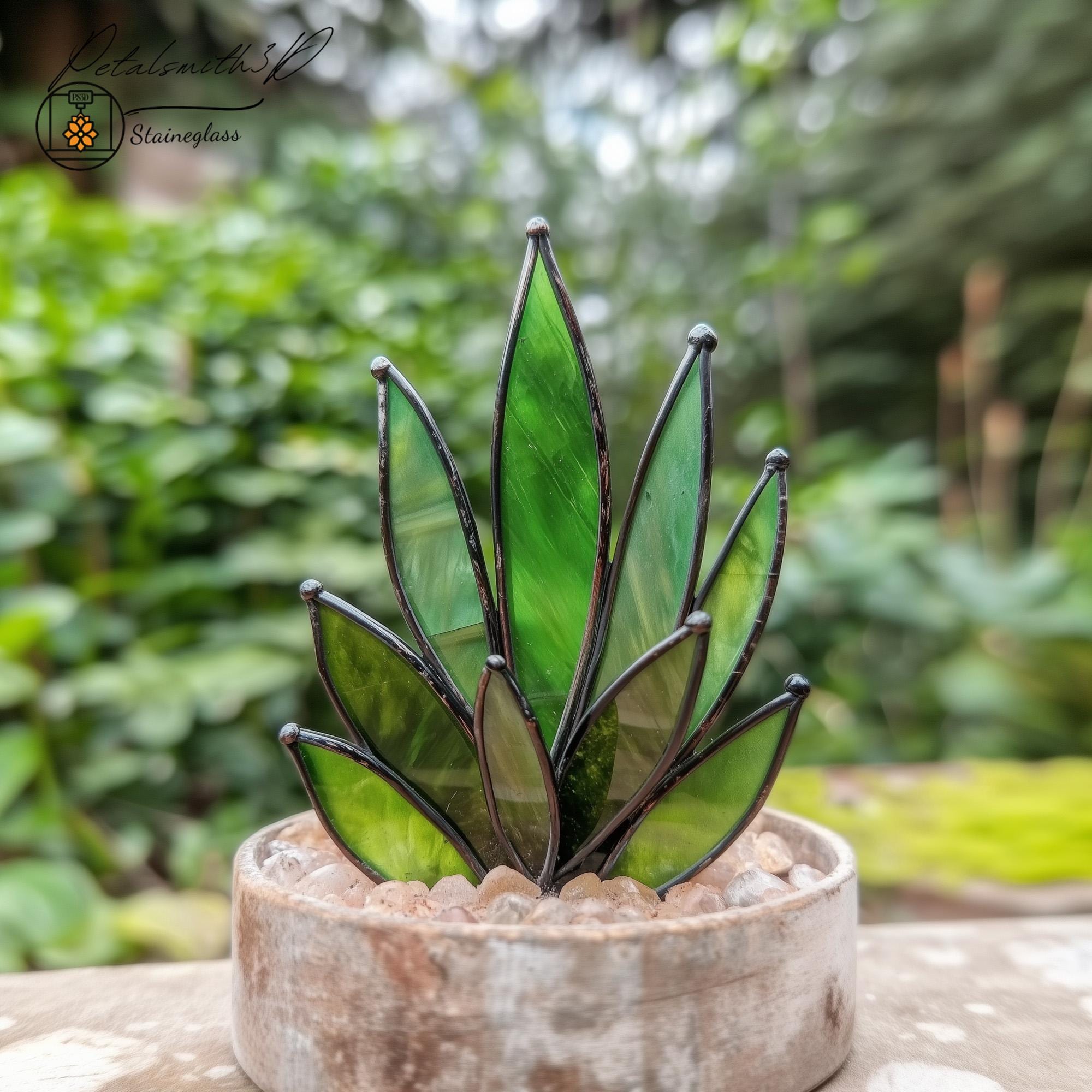 Stained Glass Agave Plant Suncatcher: Handmade Table Decor - Etsy
