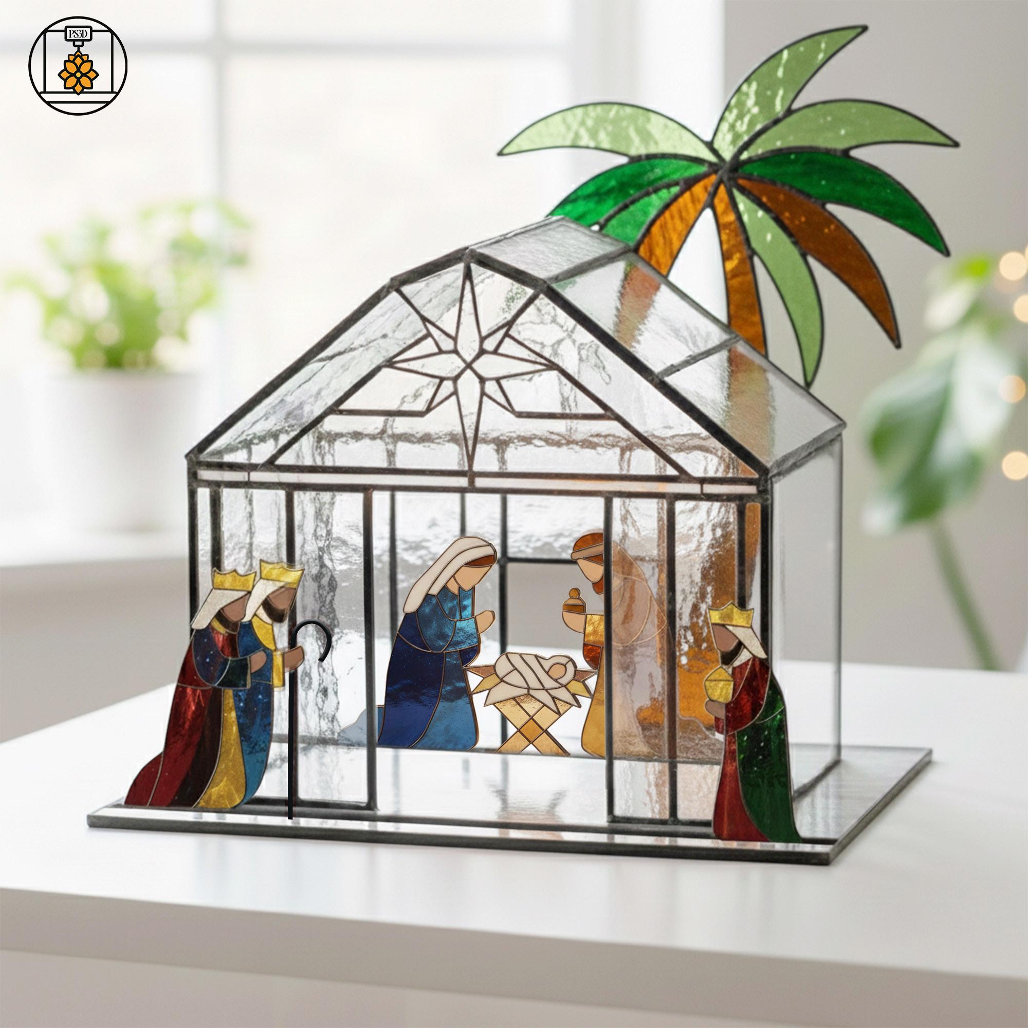 Nativity Scene PSF80 Stained Glass 3D Jesus Nativity Scene Pattern ...