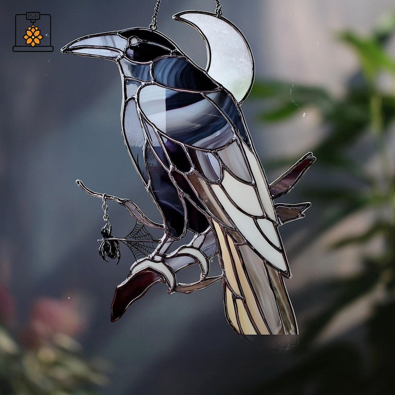 Stained Glass Raven - Etsy