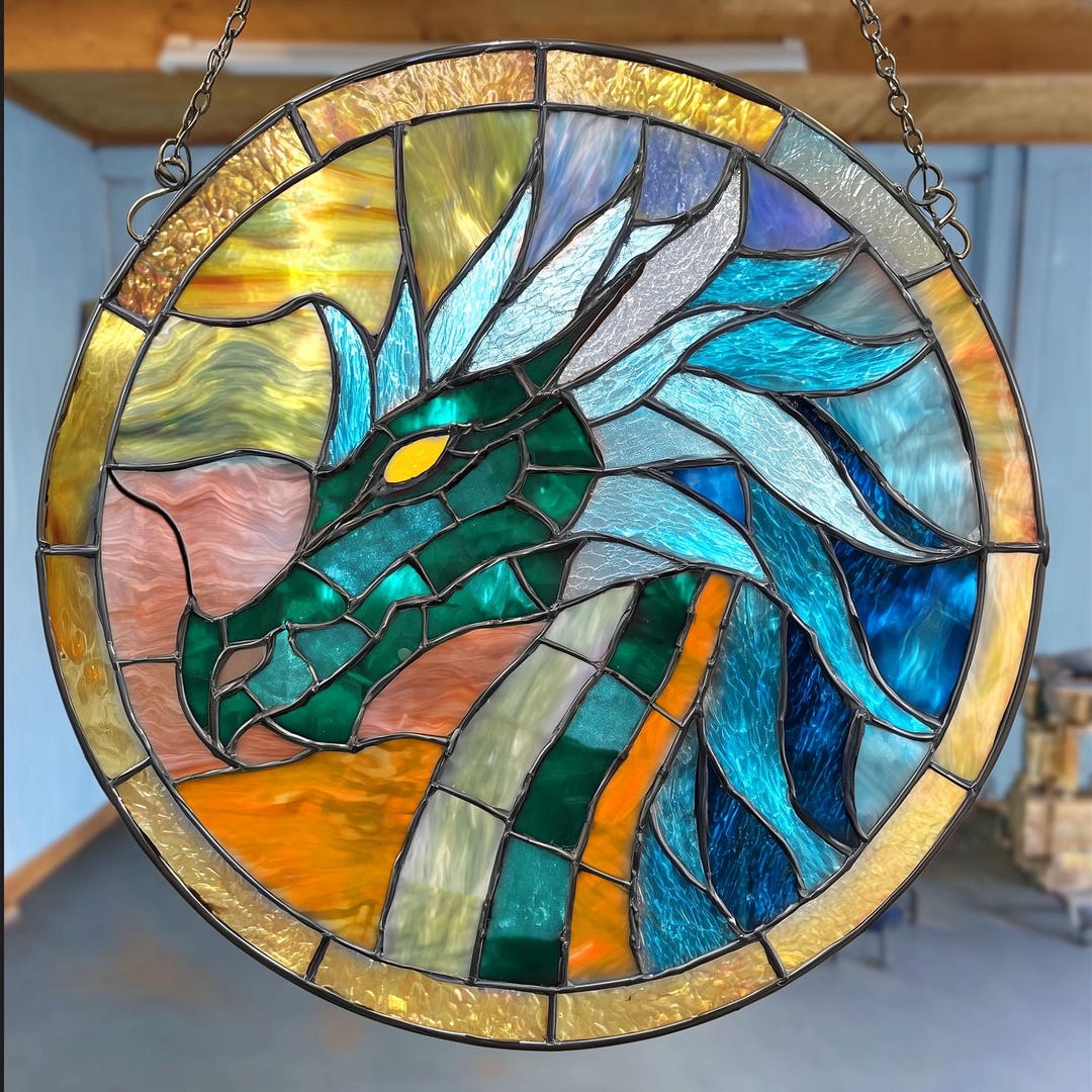Digital PSC9 Stained Glass Dragon Pattern Bee Honeycomb Flower Pattern ...
