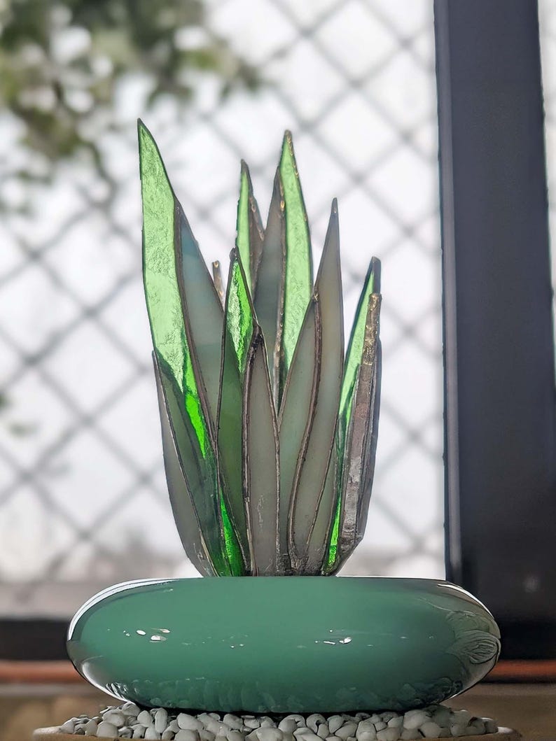 Digital File Handmade Stained Glass Agave Plant: 3D Succulent Decor ...