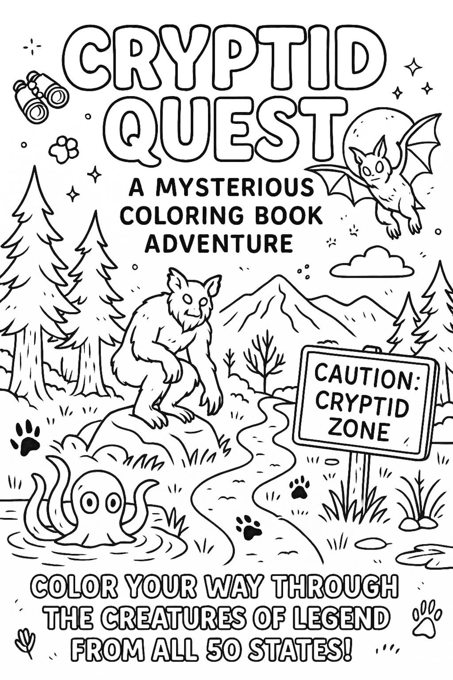 Cryptid Coloring Pages - Usa's Myths/folklore - Etsy