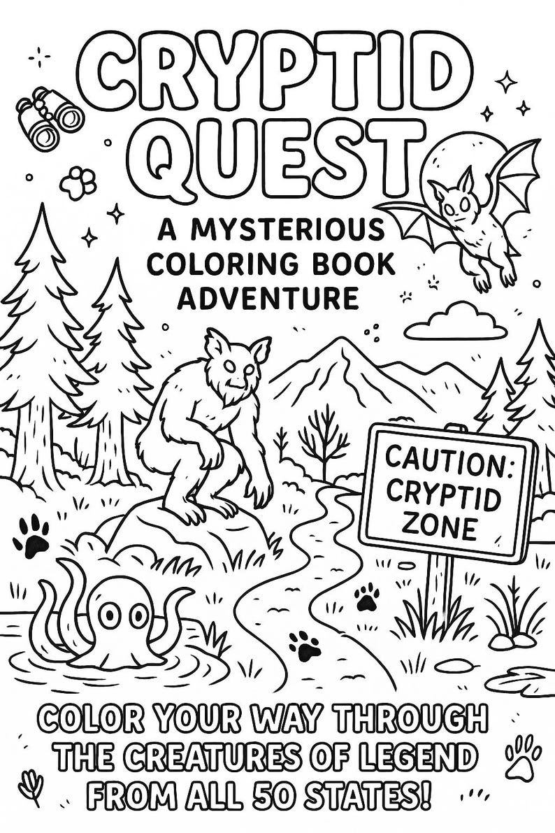 Cryptid Coloring Pages - Usa's Myths/folklore - Etsy