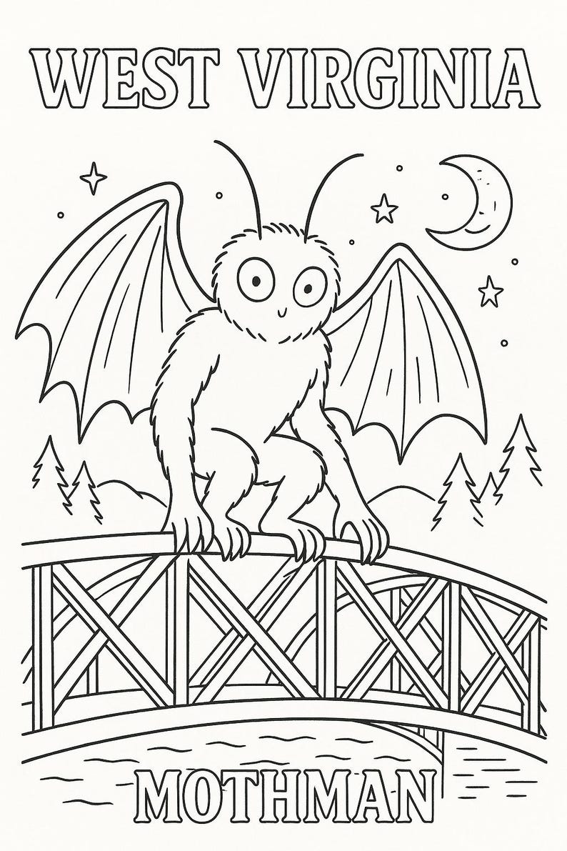 Cryptid Coloring Pages - Usa's Myths/folklore - Etsy