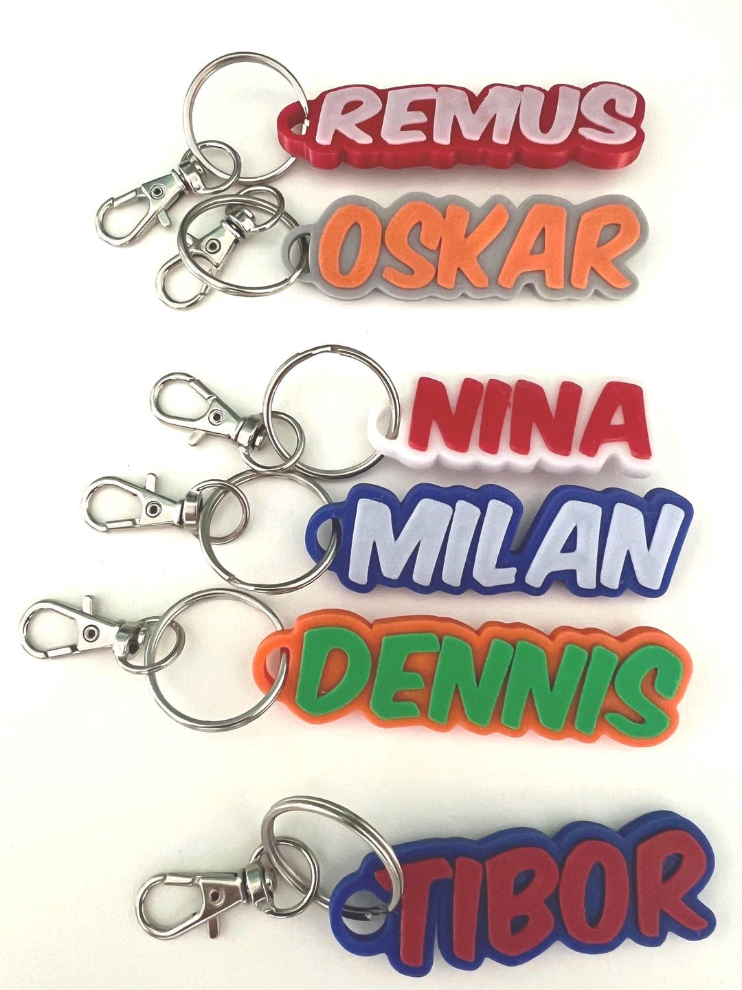 Personalized 3D Name Tag | 2-colored | Key Ring and Carabiner, Gift ...