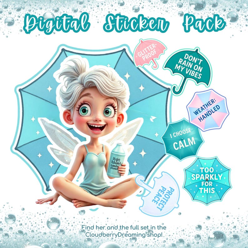 Sparkle Shield Umbrella Stickers – Digital Sticker Pack for Planners & Journals | 6 Pngs - Etsy