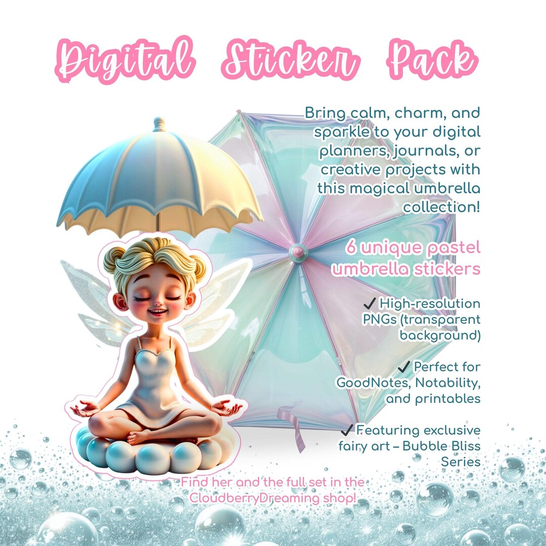 Sparkle Shield Umbrella Stickers – Digital Sticker Pack for Planners ...