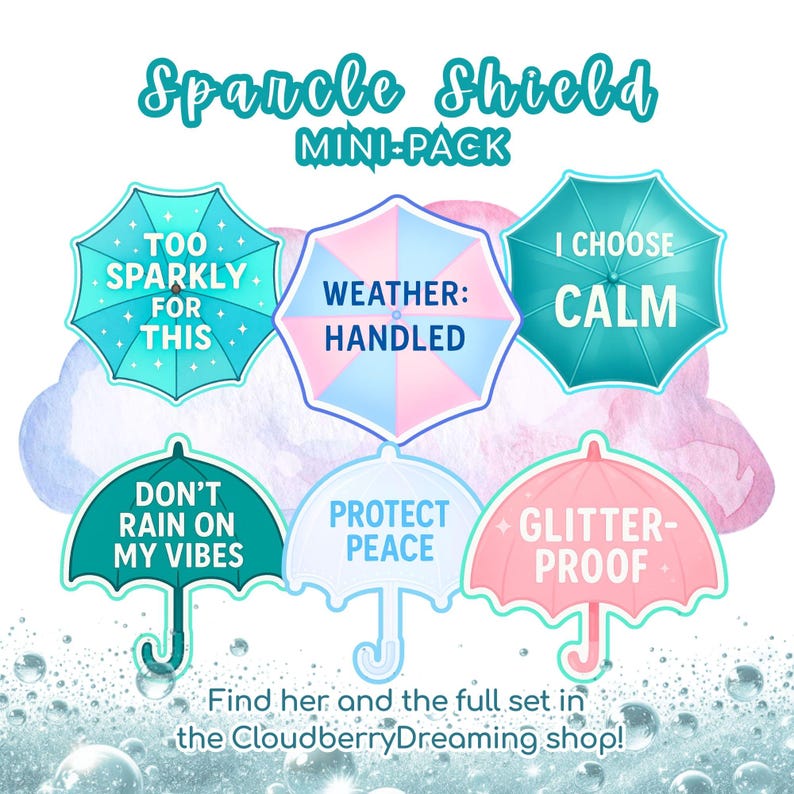 Sparkle Shield Umbrella Stickers – Digital Sticker Pack for Planners & Journals | 6 Pngs - Etsy