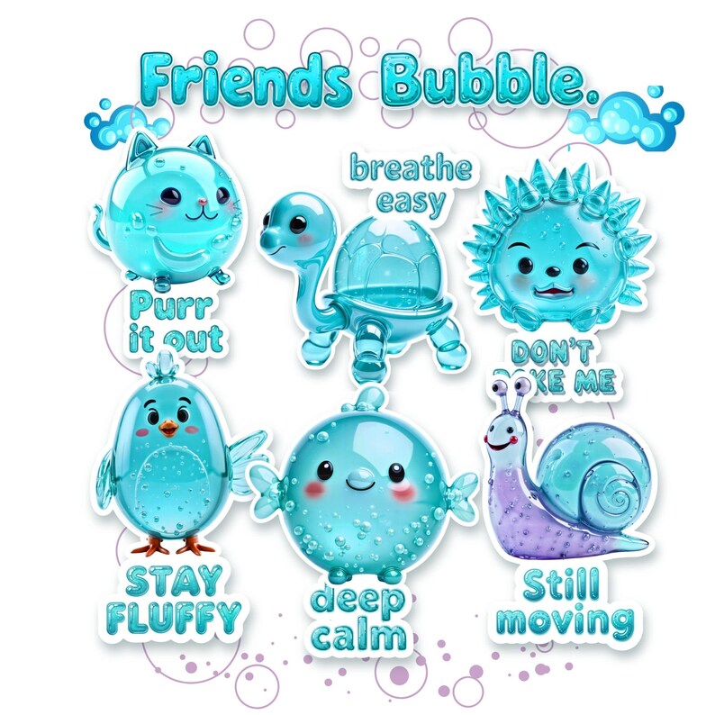 Bubble Friends Collection – 6 Magical PNG Stickers | Digital Planner ...