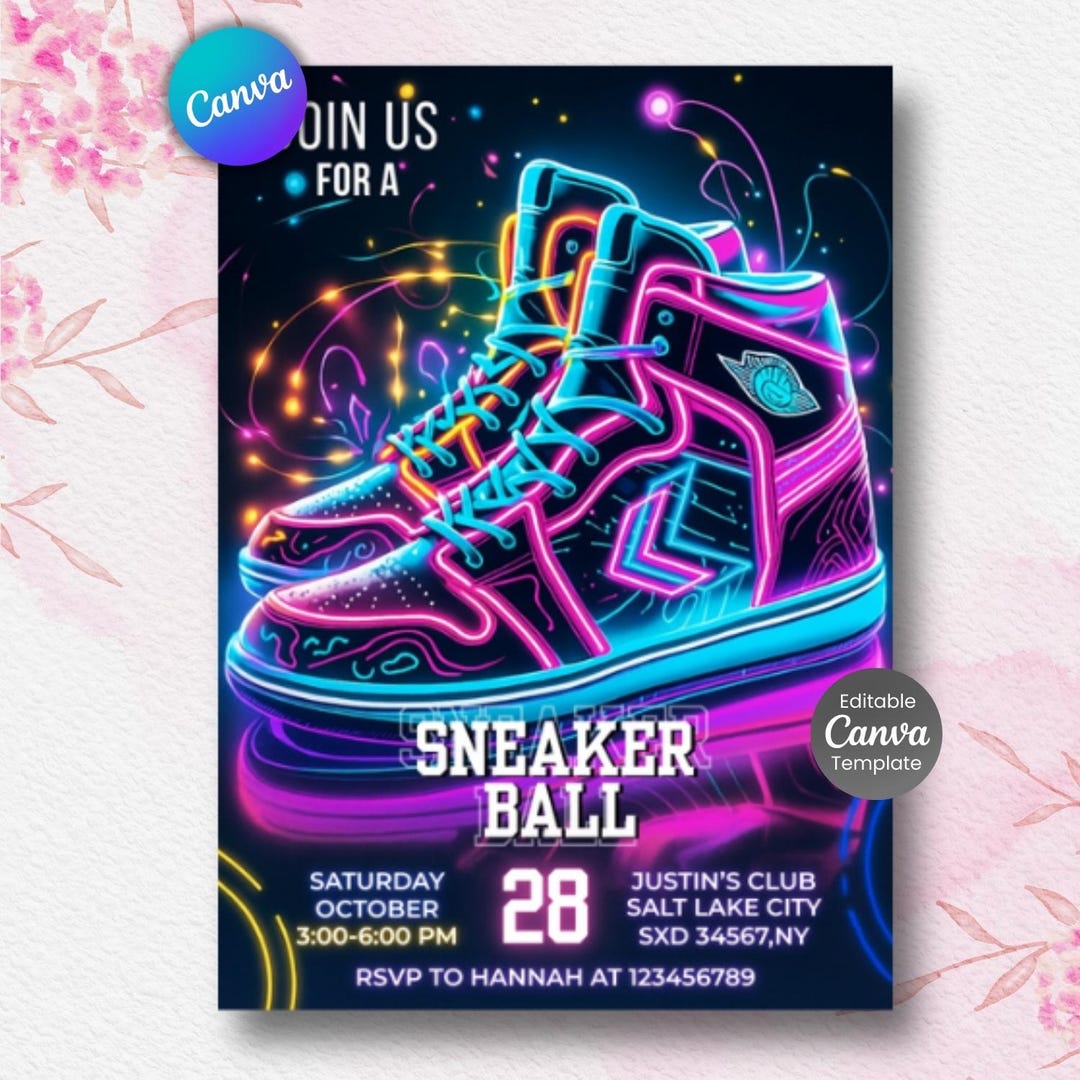 Sneaker Ball Invitation, Sneaker Ball Invite, Sneakers Balloons ...