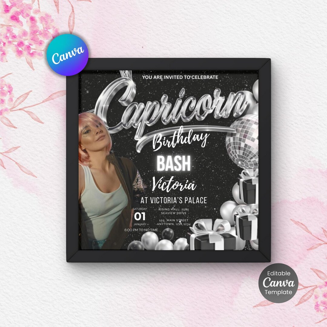 Capricorn Birthday Party Flyer Template, Nightclub SZN Celebration, DIY ...
