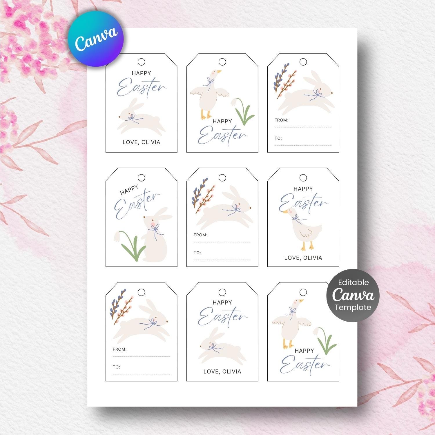 Editable Easter Gift Tags Printable, Somebunny Sweet Tags, Bunny Treat ...