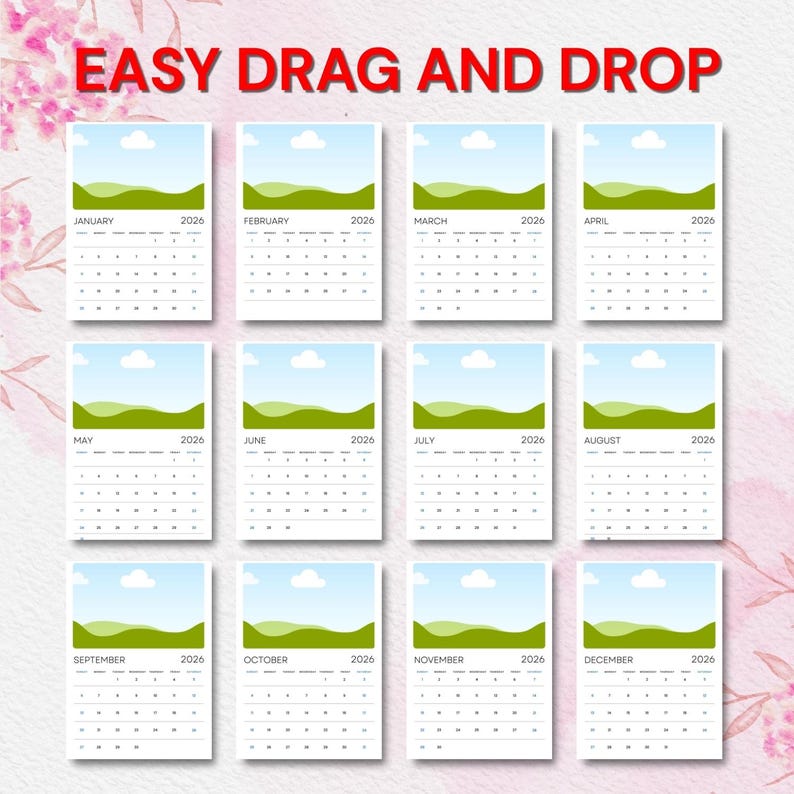 2026 Photo Calendar Template, Custom Photo Calendar, Magnetic Mini ...