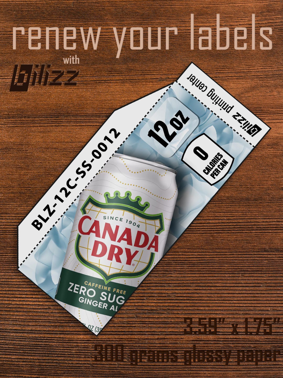 Canada Dry Zero Sugar Ginger Ale Vending Machine Label (3.59" × 1.75 ...