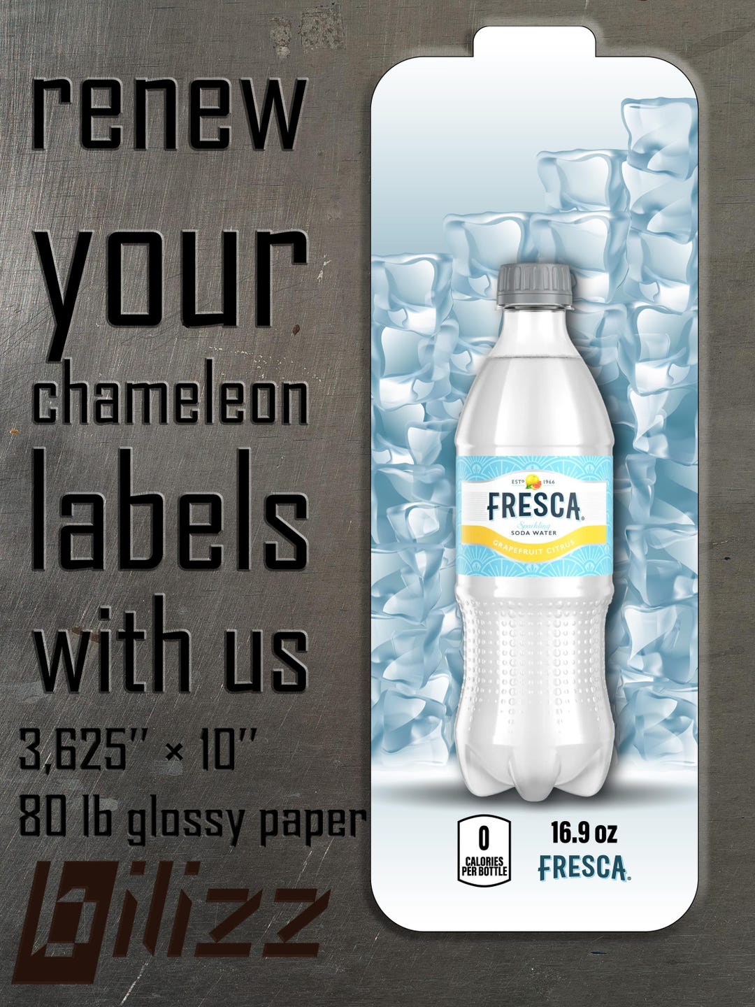 Fresca Soda Water Label: Chameleon Vending Machine Replacement (3.625 ...