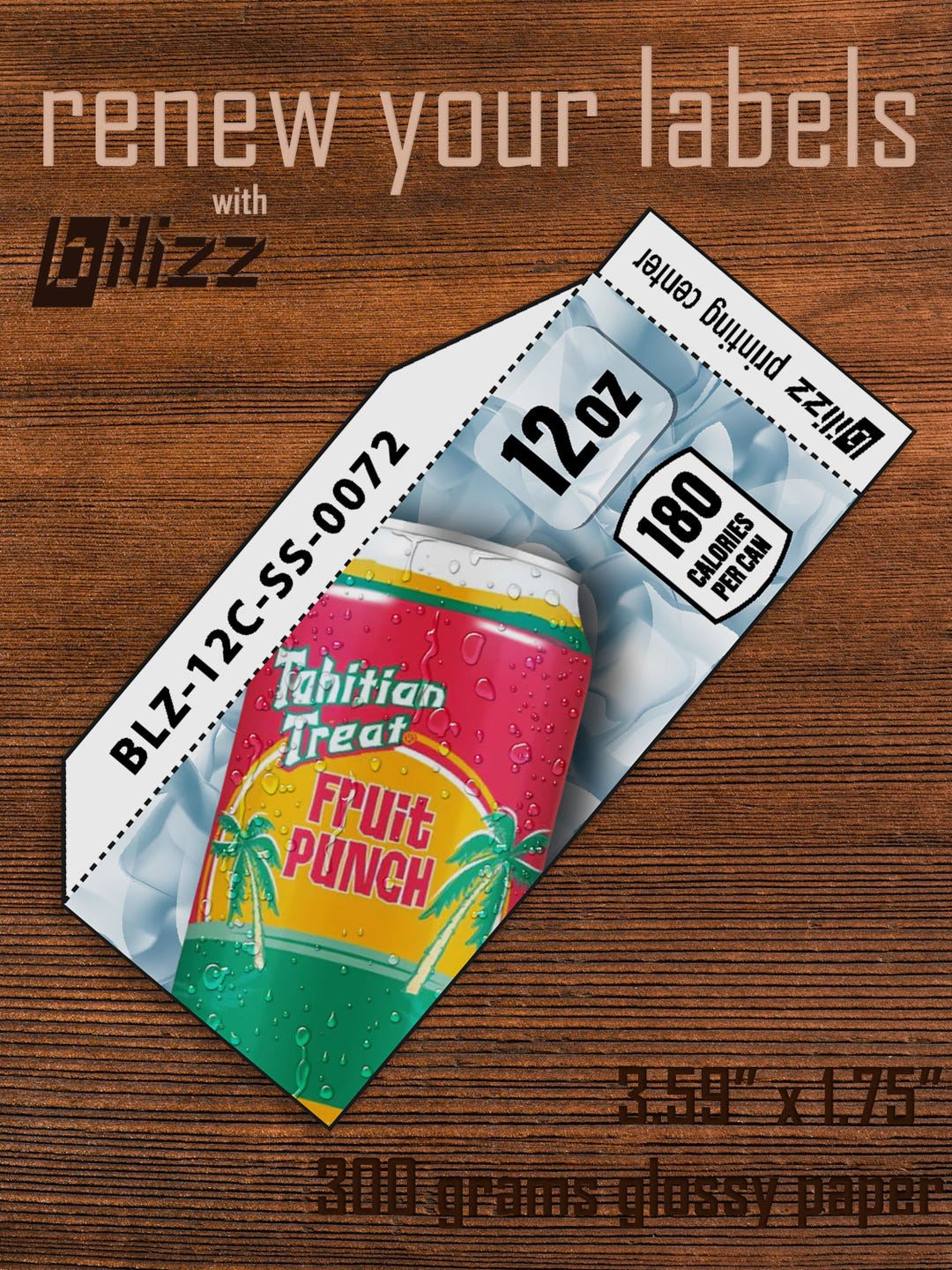 Tahitian Treat Fruit Punch 12oz Vending Machine Label – Size 3.59" X 1. ...