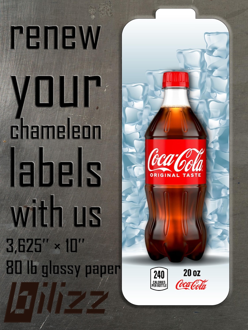 Coca-cola Original Taste Label: Chameleon Glossy Laminated Print (3.625 ...