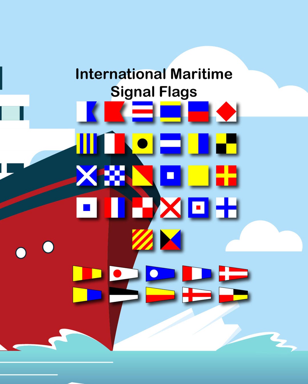 International Maritime Signal Flags – 36 Glossy Vinyl Stickers ...