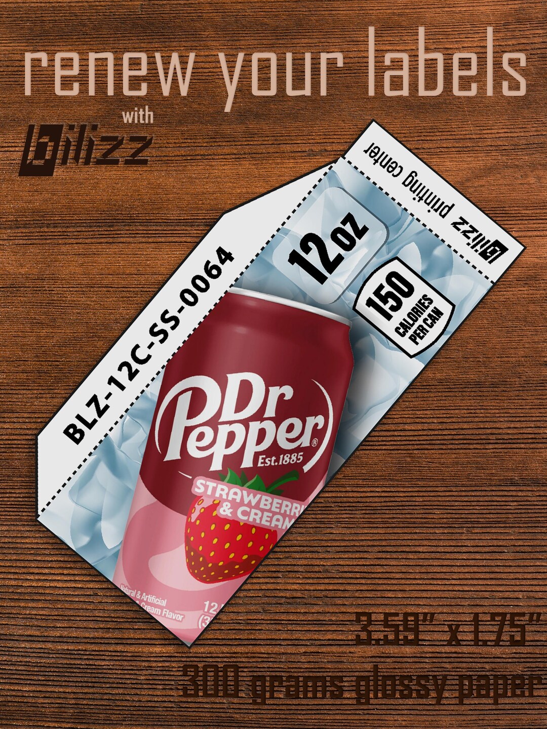 Dr Pepper Strawberries & Cream 12oz Vending Machine Label – Size 3.59 ...