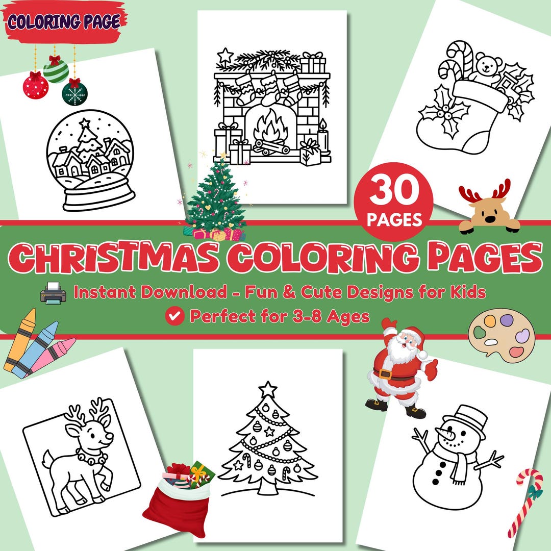 Christmas Coloring Pages for Kids – 30 Festive Holiday PDF Printables ...