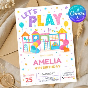Editable Playground Birthday Invitation | Kids Party Canva Template ...