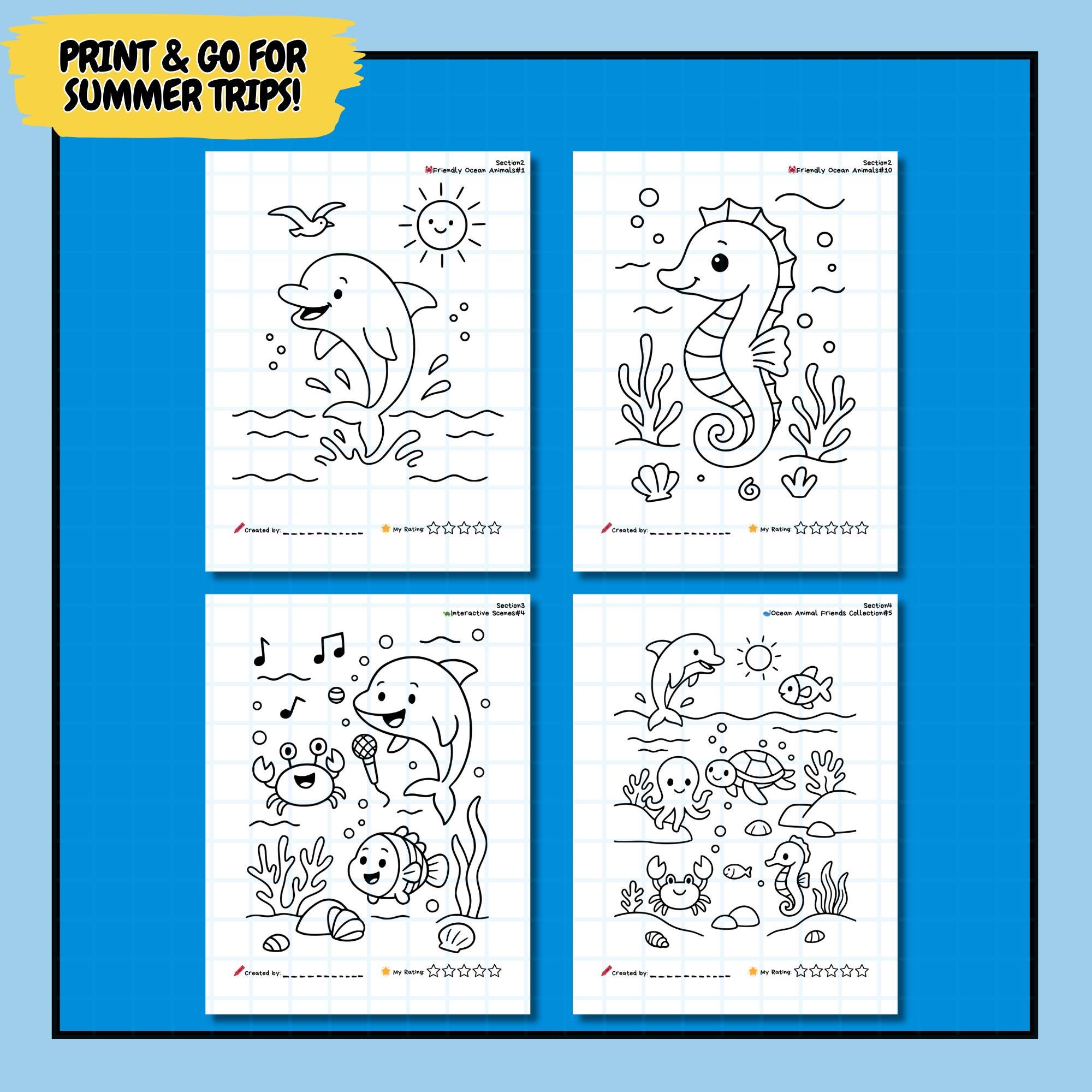 Ocean Animal Coloring Pages for Kids | 20 Printable Sea Life Activity ...