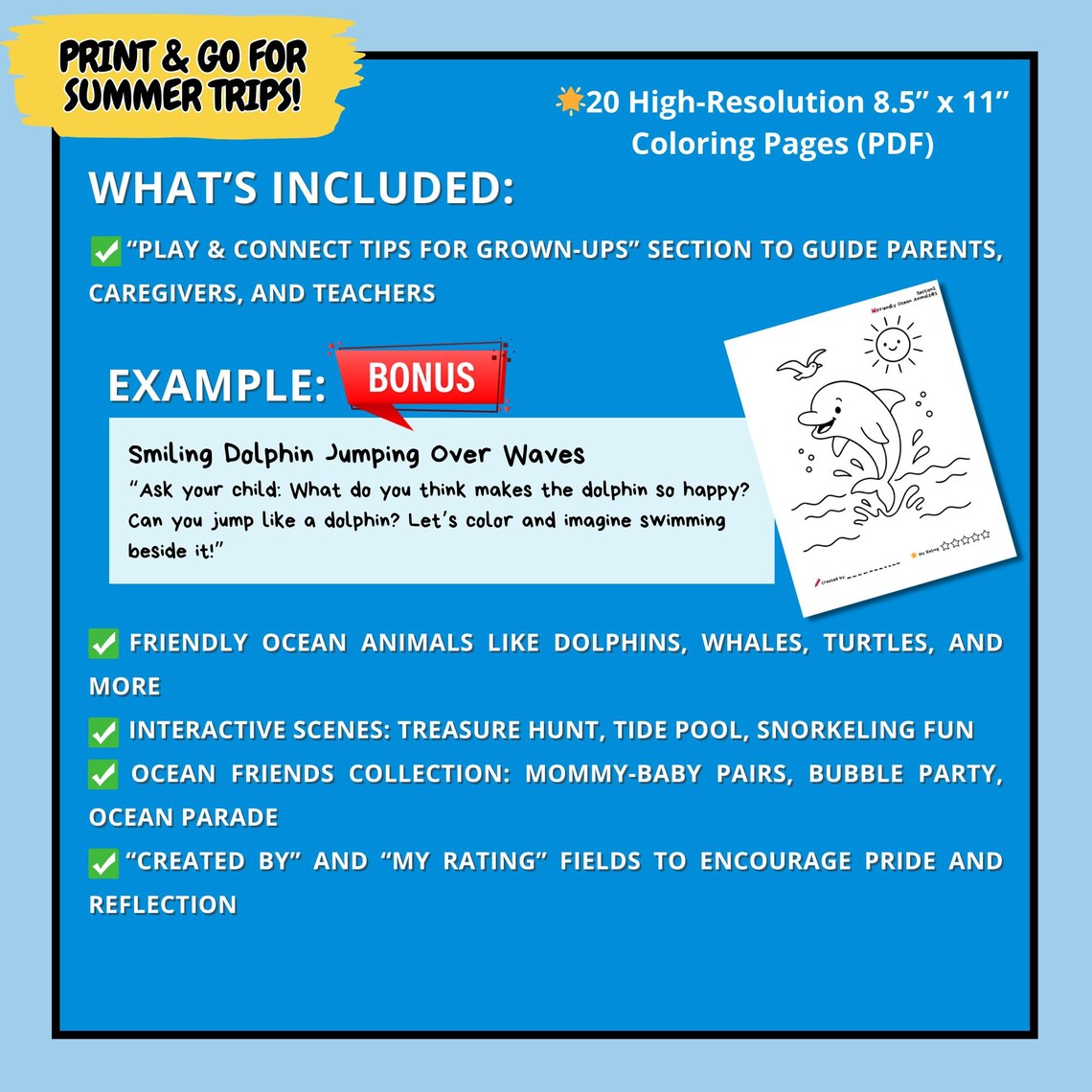 Ocean Animal Coloring Pages for Kids | 20 Printable Sea Life Activity ...