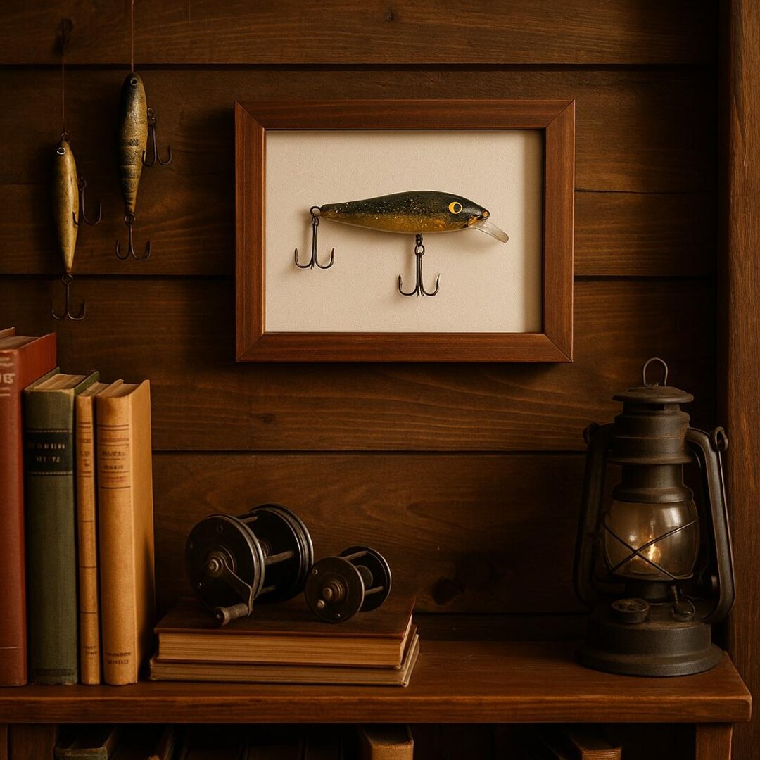 Vintage Fishing Lure Shadow Box Display Handmade Rustic Home Wall Decor ...