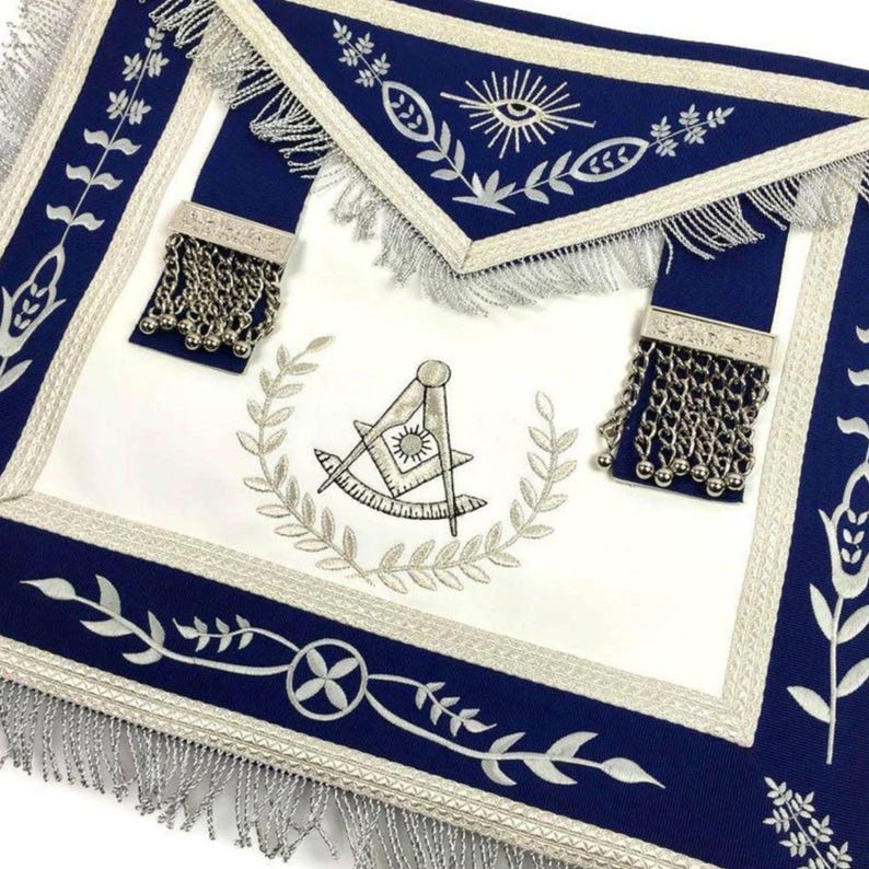 Past Master Blue Lodge Apron - White & Royal Blue With Silver ...