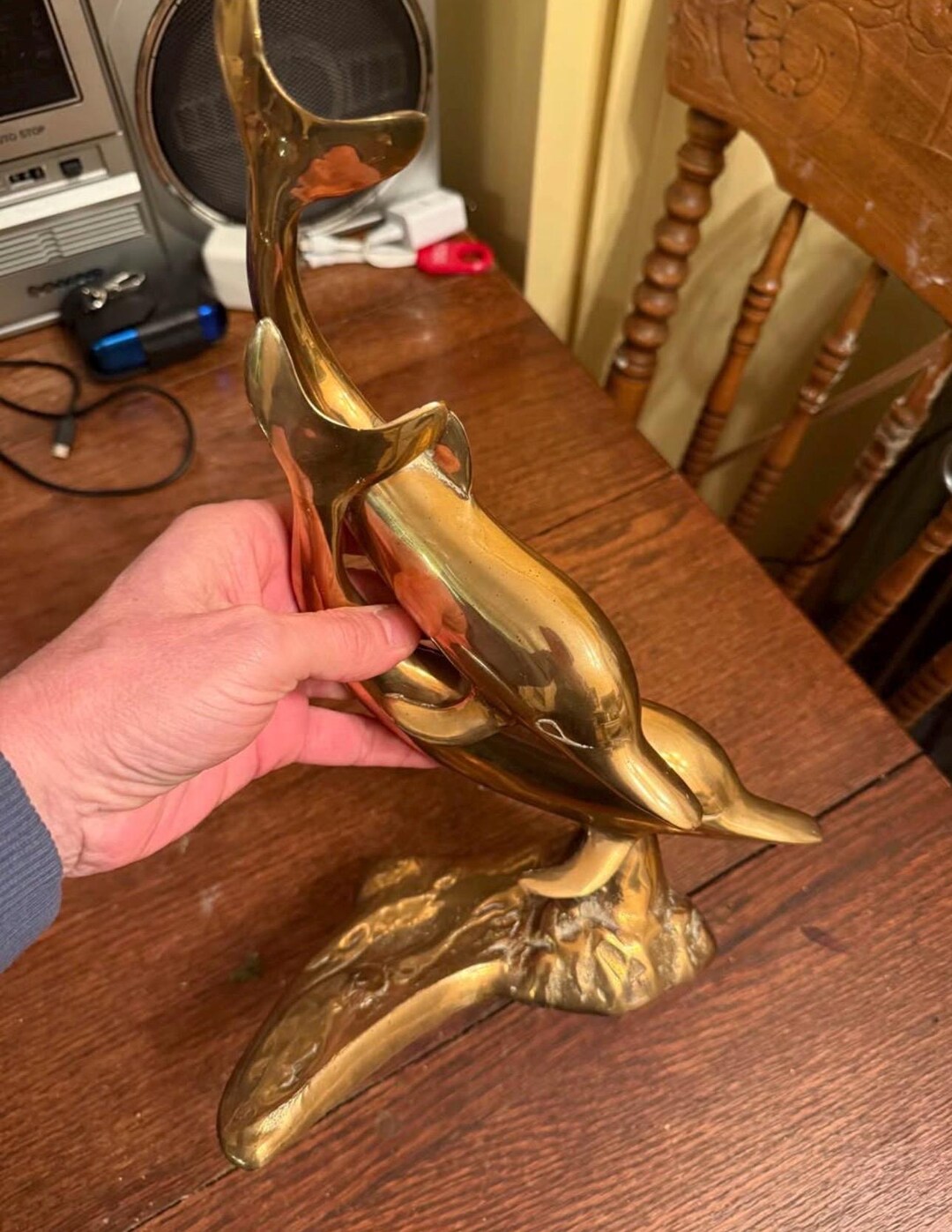 Vintage Solid Brass Dolphin Figurine 12"x8" - Etsy