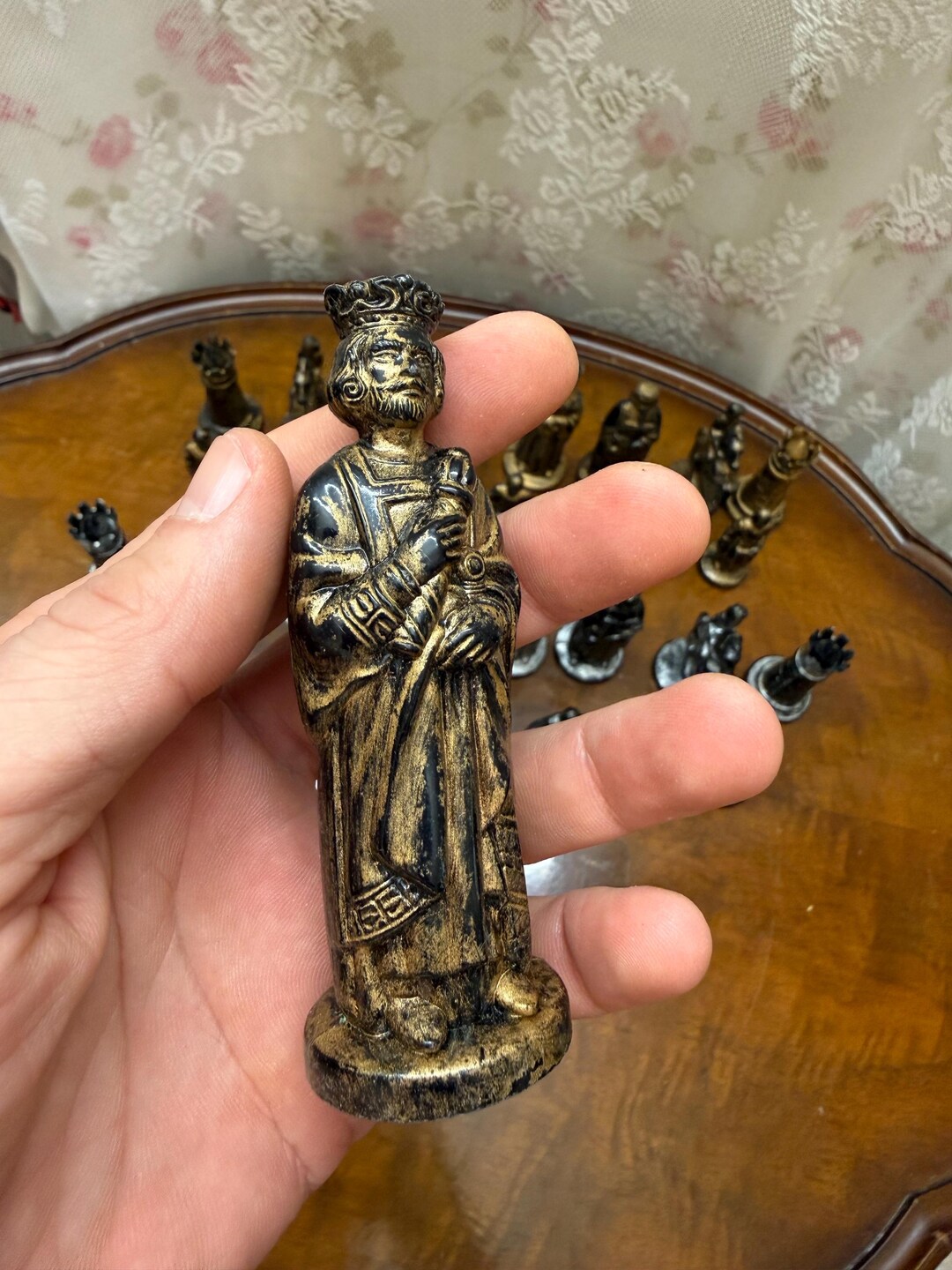 Vintage Mittelalter Schach Set ROXY - Kunstharz Figuren Stücke ...