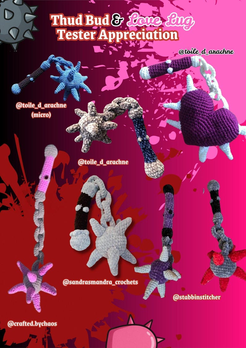 Thud Bud & Love Lug Flail– Crochet Weapon Pattern PDF Pattern Digital ...