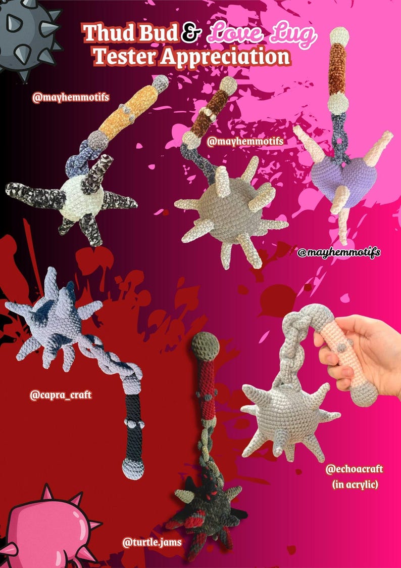 Thud Bud & Love Lug Flail– Crochet Weapon Pattern PDF Pattern Digital ...