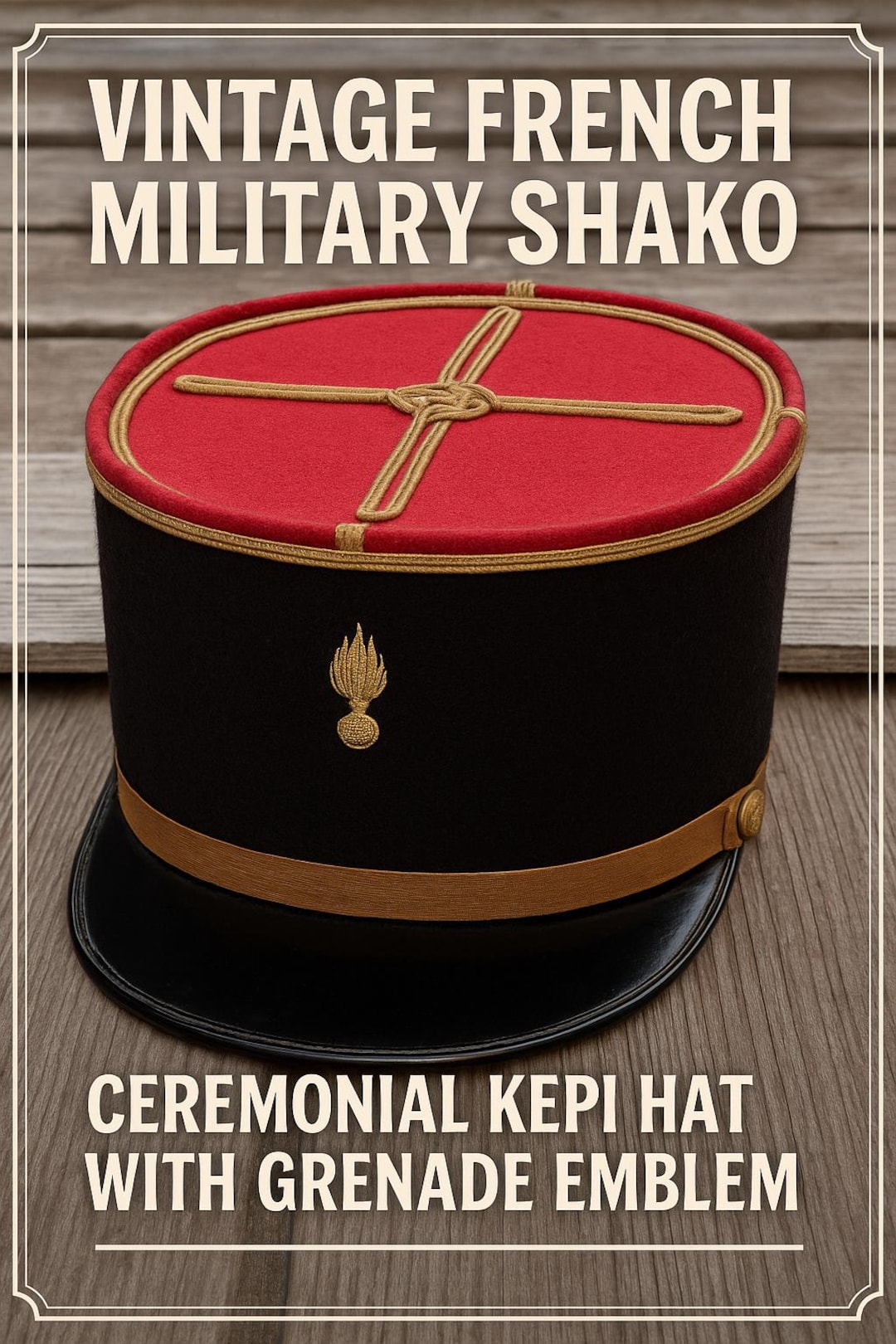 Vintage French Military Shako | Ceremonial Kepi Hat With Grenade Emblem ...