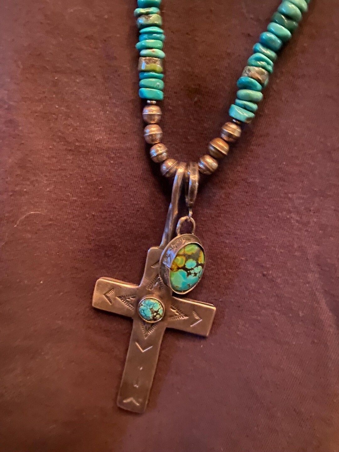 Sundance Artist Sterling Silver Heritage Cross Necklace W Turquoise ...