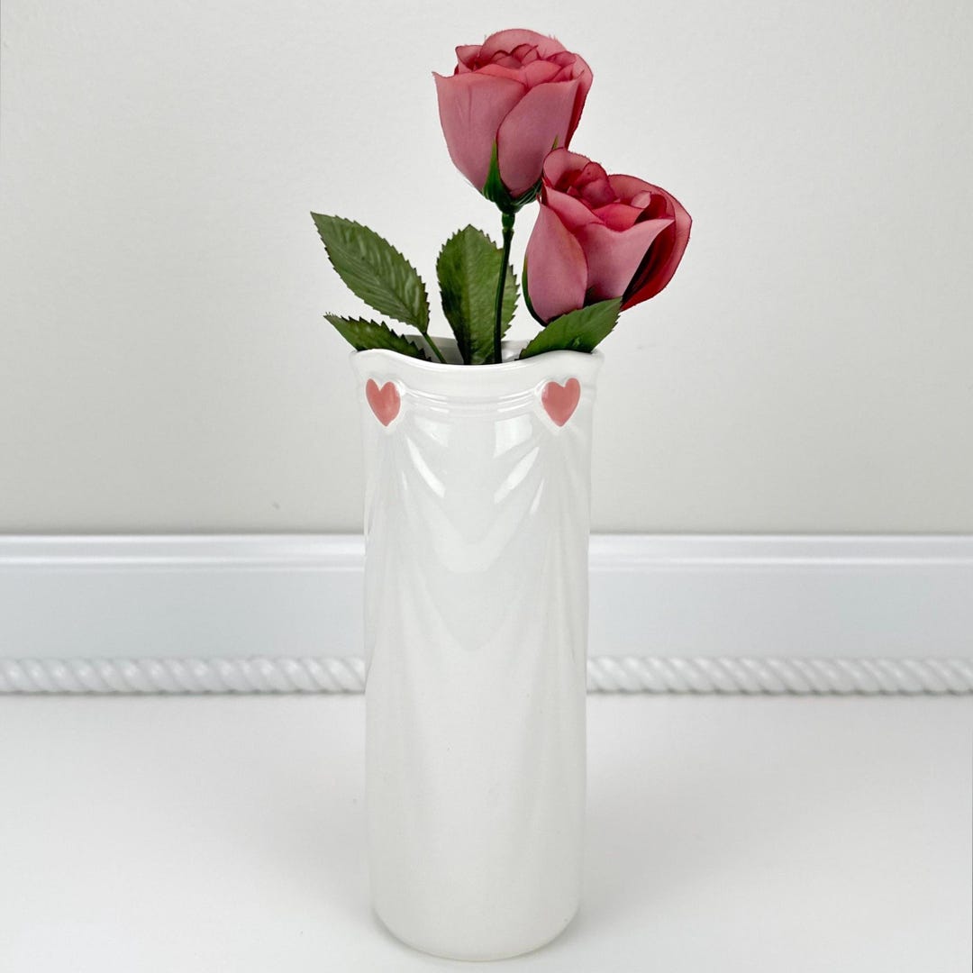Vintage 1985 FTDA "sweetheart" Draped Deco Flower Vase With Pink Heart ...